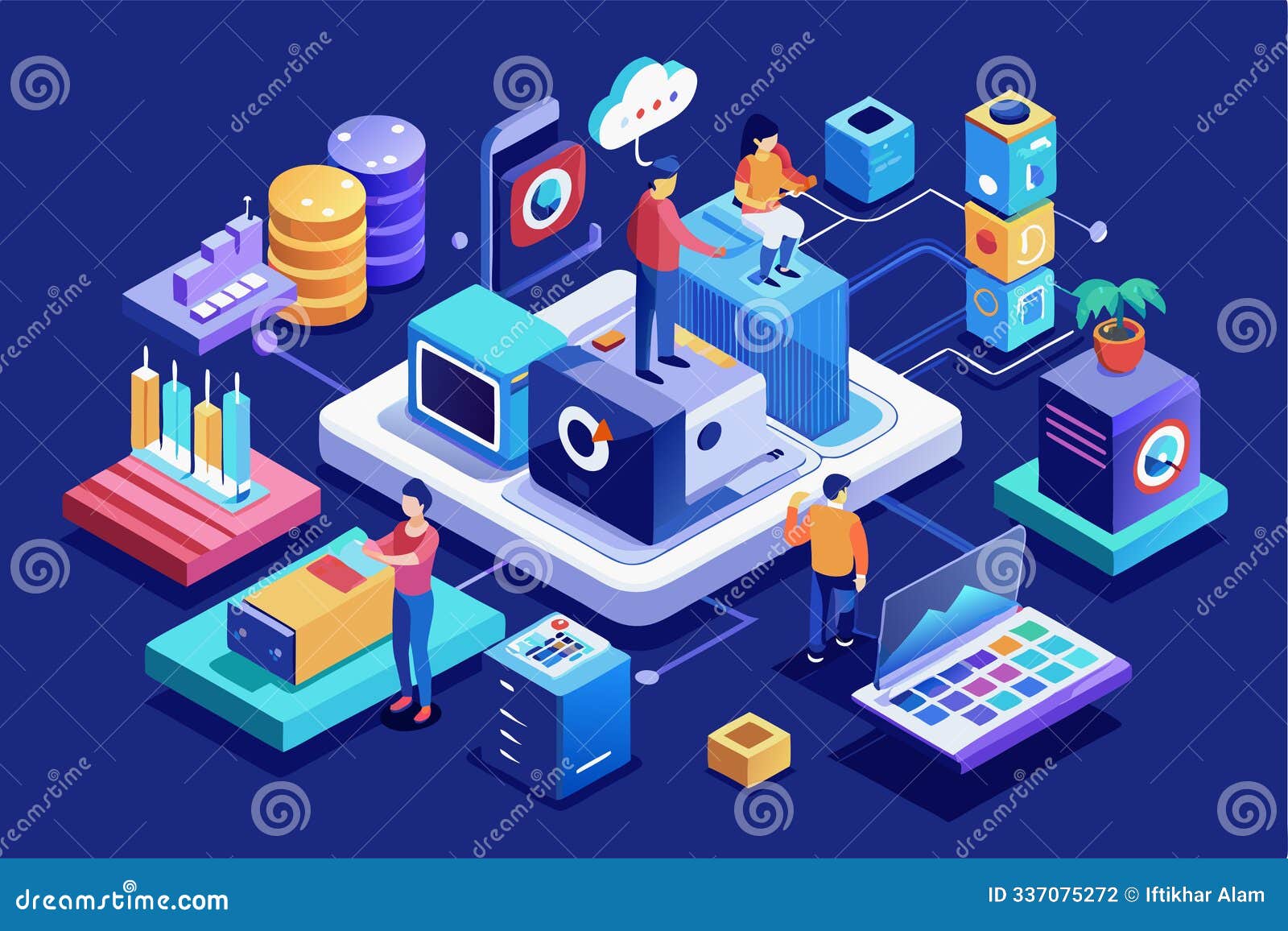 A Vibrant Digital Transformation Illustration Showcasing Customizable Technologies in a Creative ...