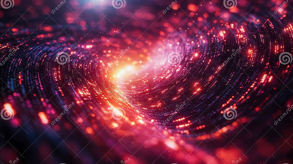 Vibrant Digital Vortex of Glowing Binary Code Spiraling into Infinity ...