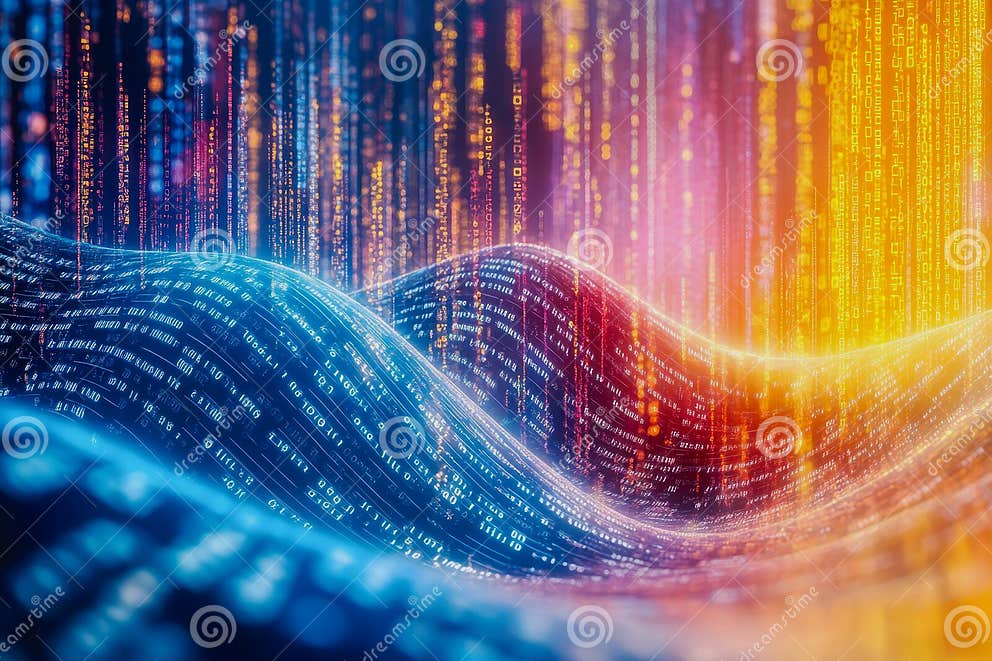 Vibrant Digital Wave of Streaming Code Stock Illustration ...
