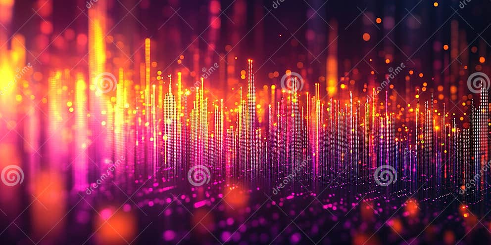 Vibrant Digital Wave Visualization with Glowing Elements Illustrating ...