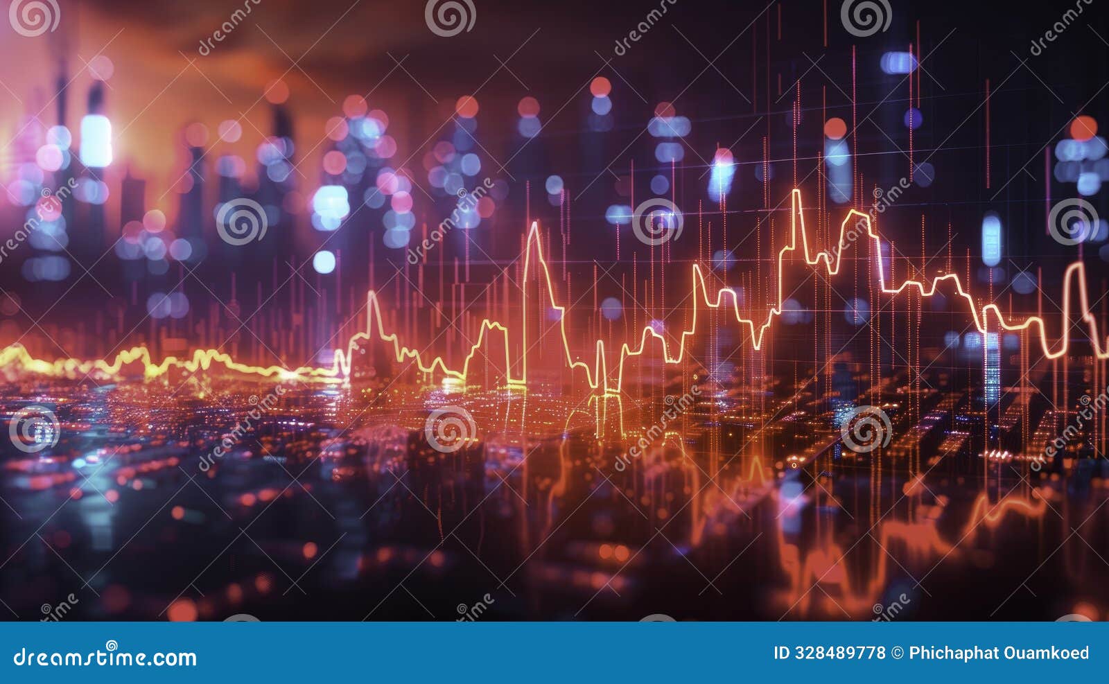 A Vibrant Digital Wave Visualizing Data Trends in Neon Colors Against a ...