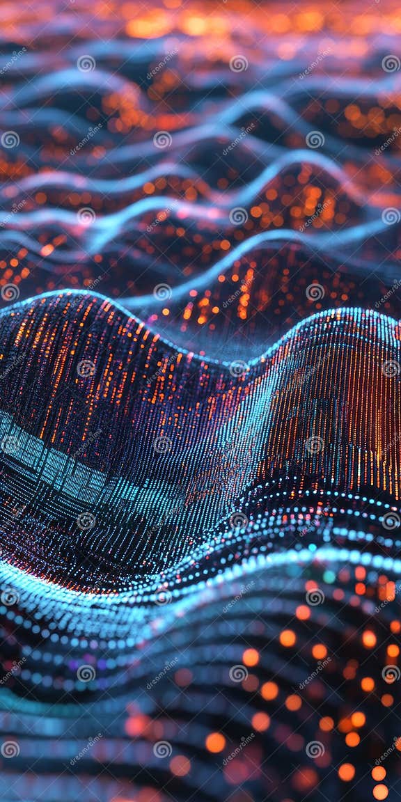 Vibrant Digital Waves Representing Repeating Patterns of Data Streams ...