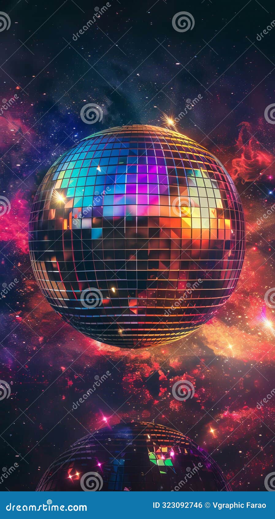 Vibrant Disco Ball in Outer Space, Futuristic Concept Stock Photo ...