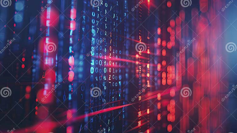 Colorful Digital Data Stream with Binary Code in Abstract Form Stock Illustration - Illustration ...