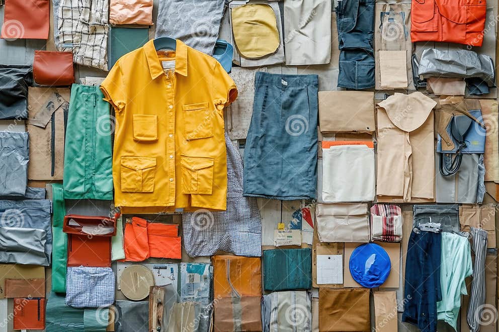 A Vibrant Display Features an Array of Upcycled Clothing and Materials ...