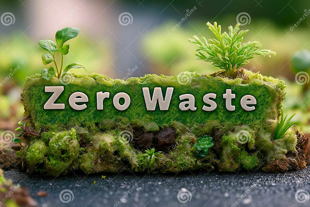 A Vibrant Display of the Message Zero Waste Surrounded by Lush Greenery ...