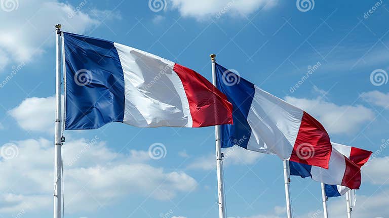 Vibrant Display of a Patriotic Array Featuring a Row of French Flags ...