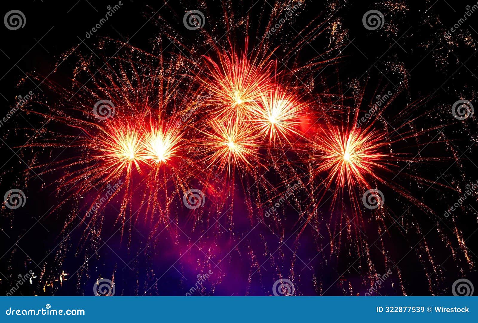 Vibrant Display of Red Fireworks Exploding Against a Dark Night Sky ...
