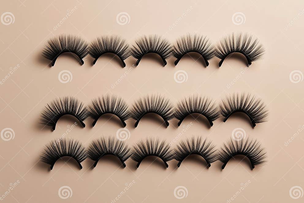 Various Styles of False Eyelashes Arranged Neatly on a Soft Background ...