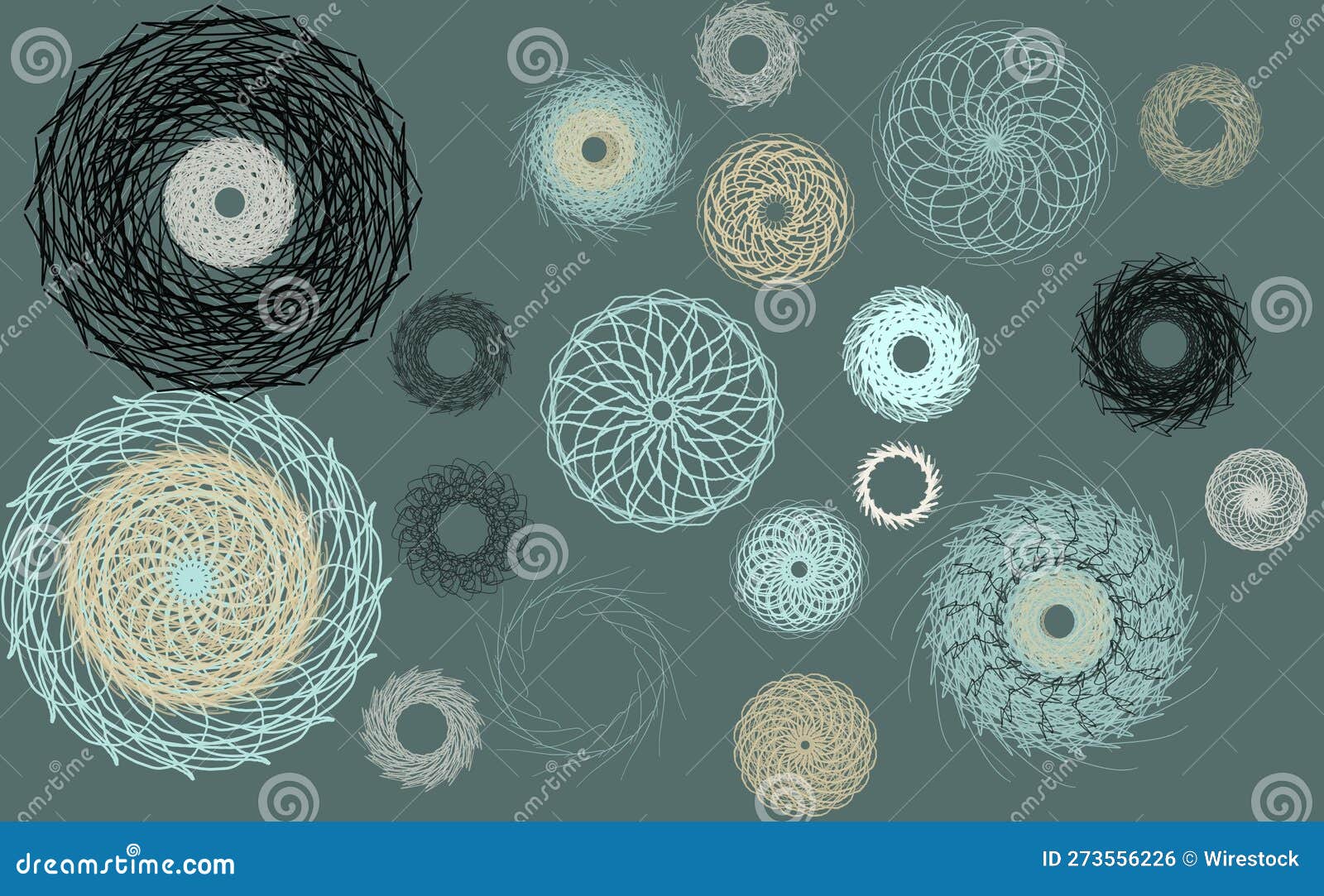 Set Of 8 Spirograph Drawings Cartoon Vector | CartoonDealer.com #12165161