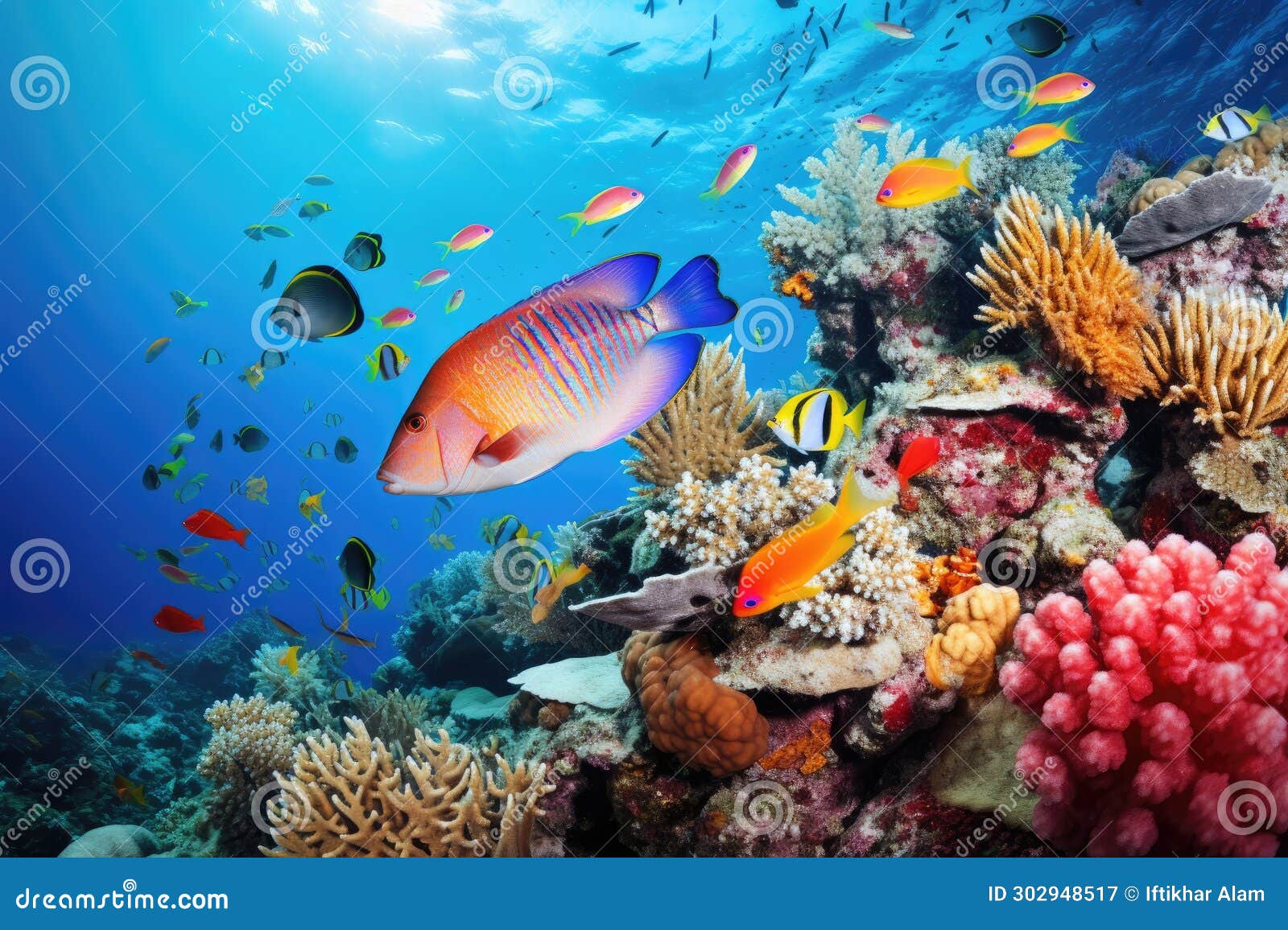 A Vibrant and Diverse Coral Reef Teeming with a Multitude of Fish., a ...