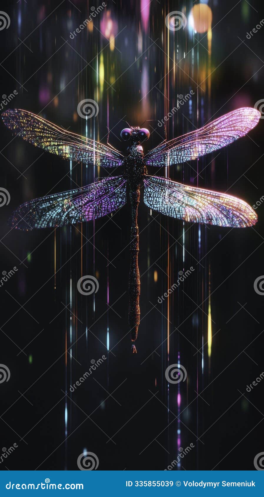 Colorful Butterfly Gracefully Hovers in a Dimly Lit Environment Stock Illustration ...
