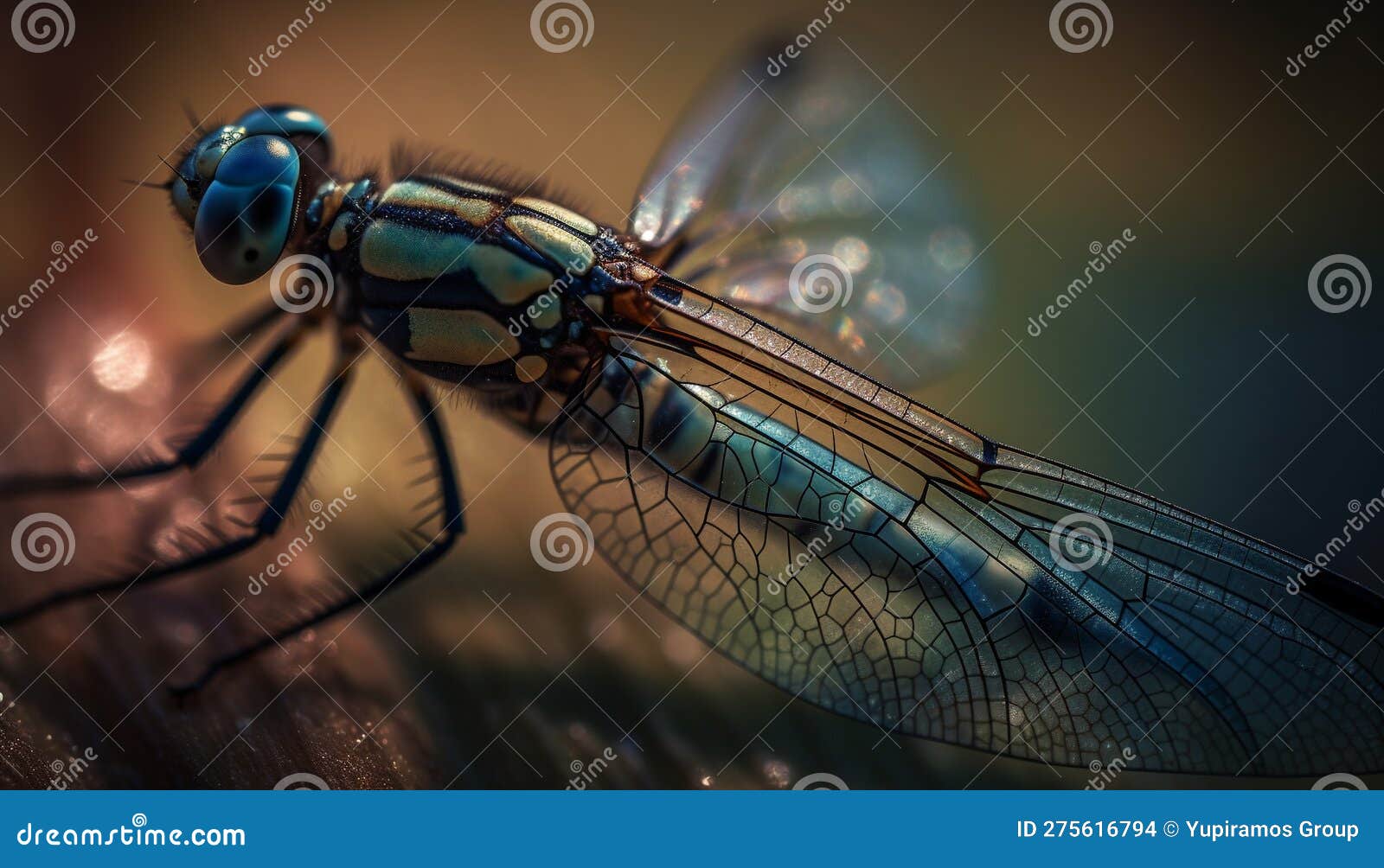 Vibrant Dragonfly Wing in Extreme Magnification Generated by AI Stock ...