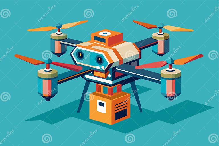 A Vibrant Drone Equipped for Delivery Tasks is Displayed, Highlighting Its Customizable Design ...