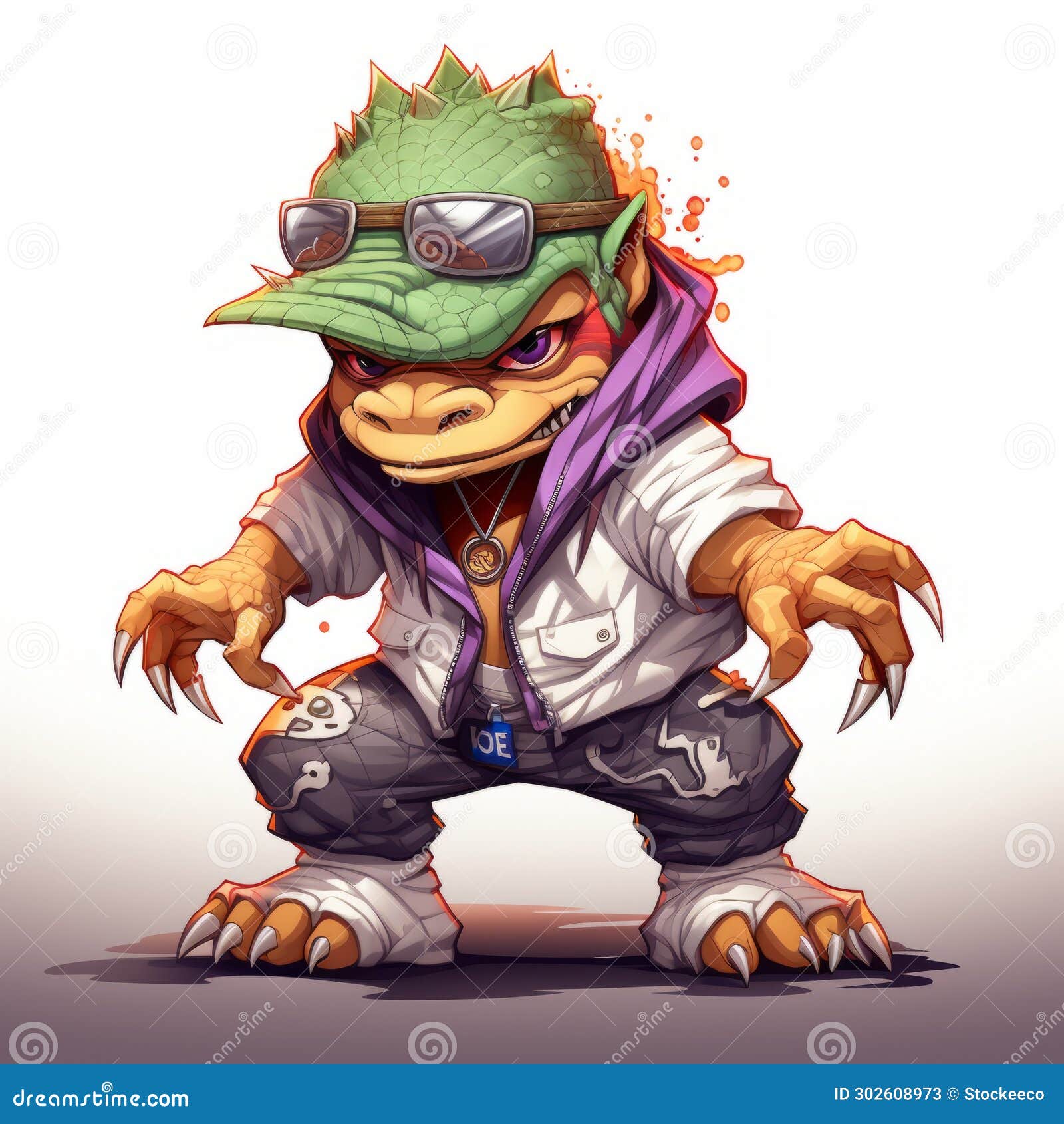 Scary Hip-hop Chimera: Cartoon Dragon with Sunglasses Stock ...