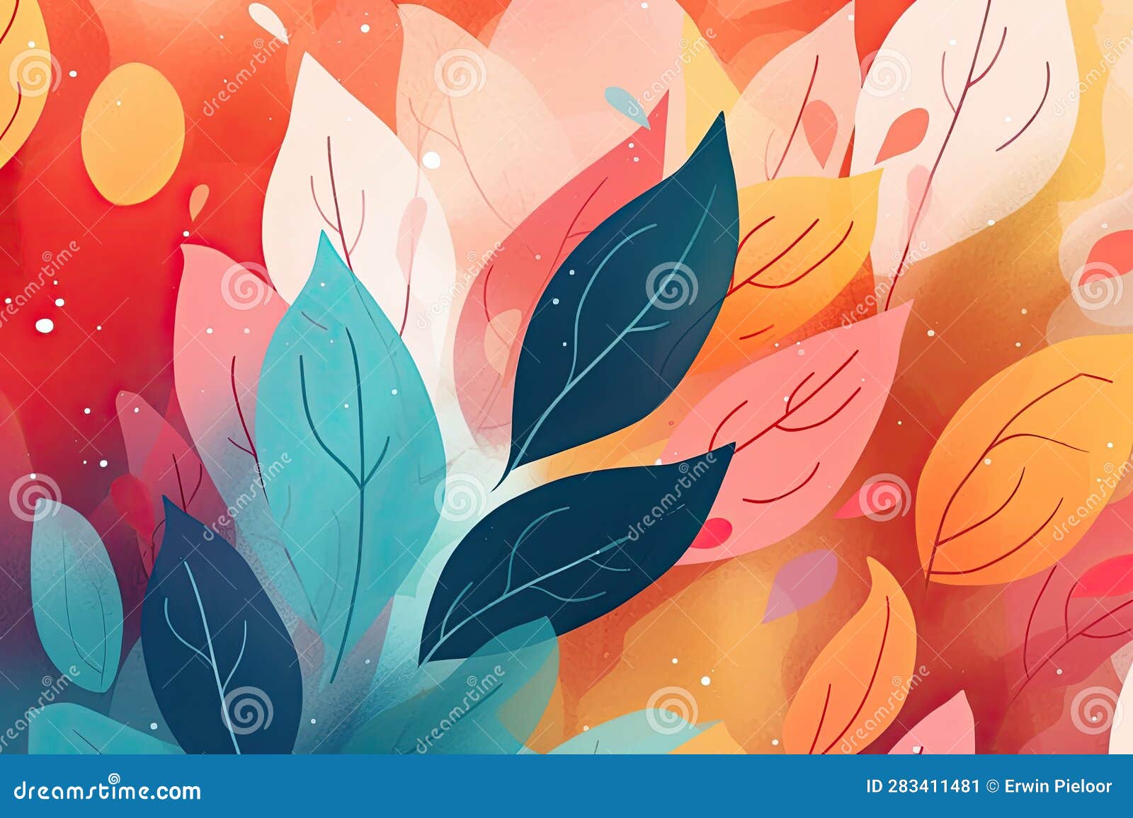 Vibrant and Dynamic Leaf Themed Pattern Design for Your Project Stock ...