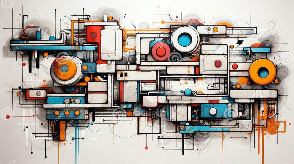 Vibrant Dynamic Scribble Illustrations with Bold Contrasts and Flat ...