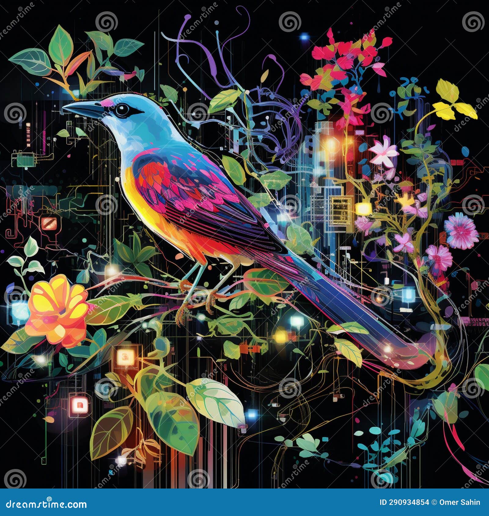 Vibrant and Dynamic Tech Ecosystem Stock Photo - Image of components ...