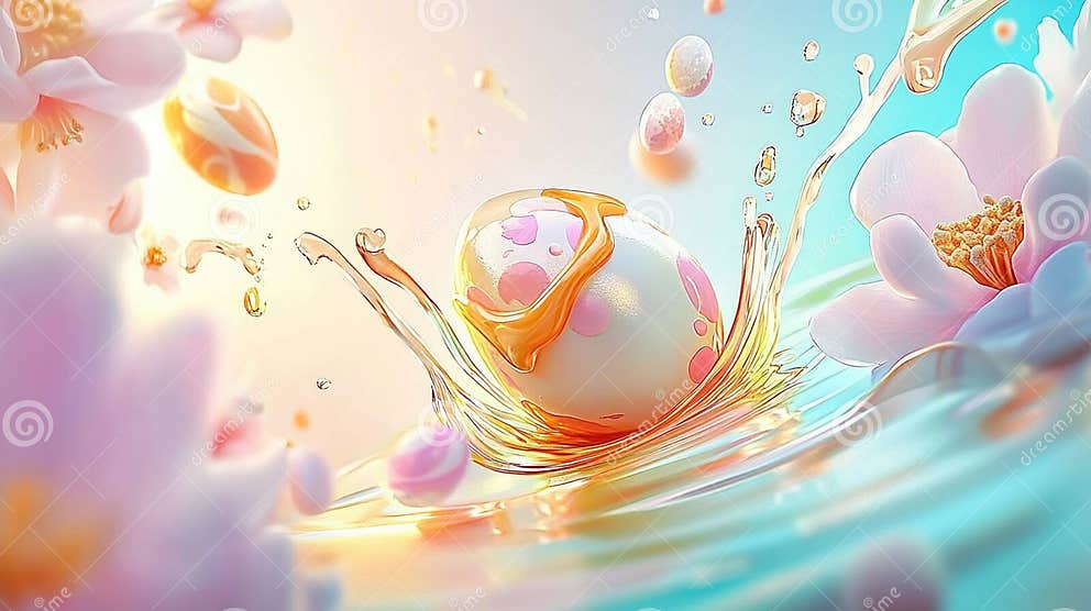 Vibrant Easter Egg Splash with Blossoms and Colorful Elements Stock Photo - Image of decoration ...