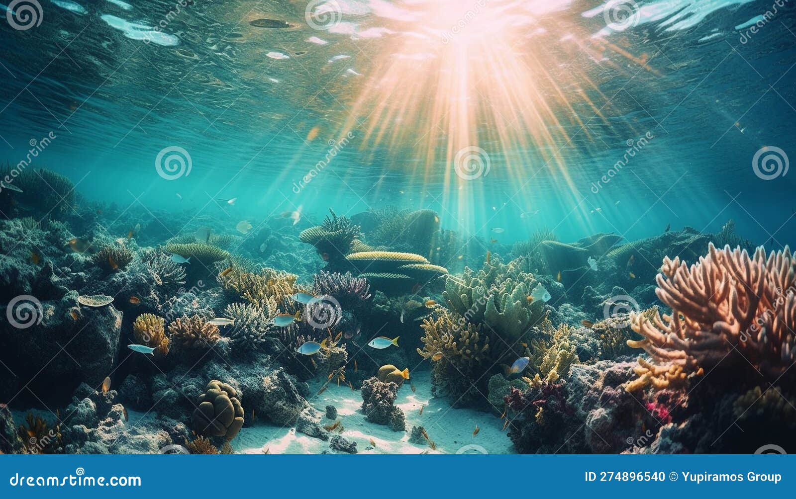 Vibrant Ed Reef Fish Swim Below the Surface Generated by AI Stock Photo ...