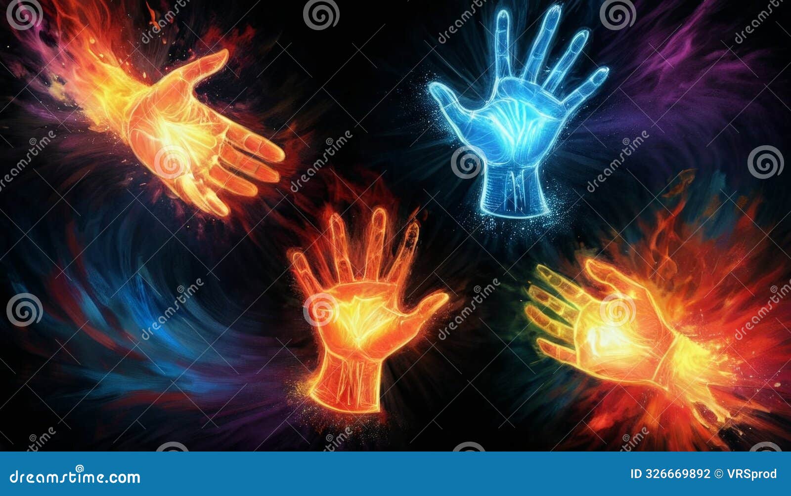 Vibrant Elemental Hands of Fire and Ice Stock Photo - Image of artistic ...