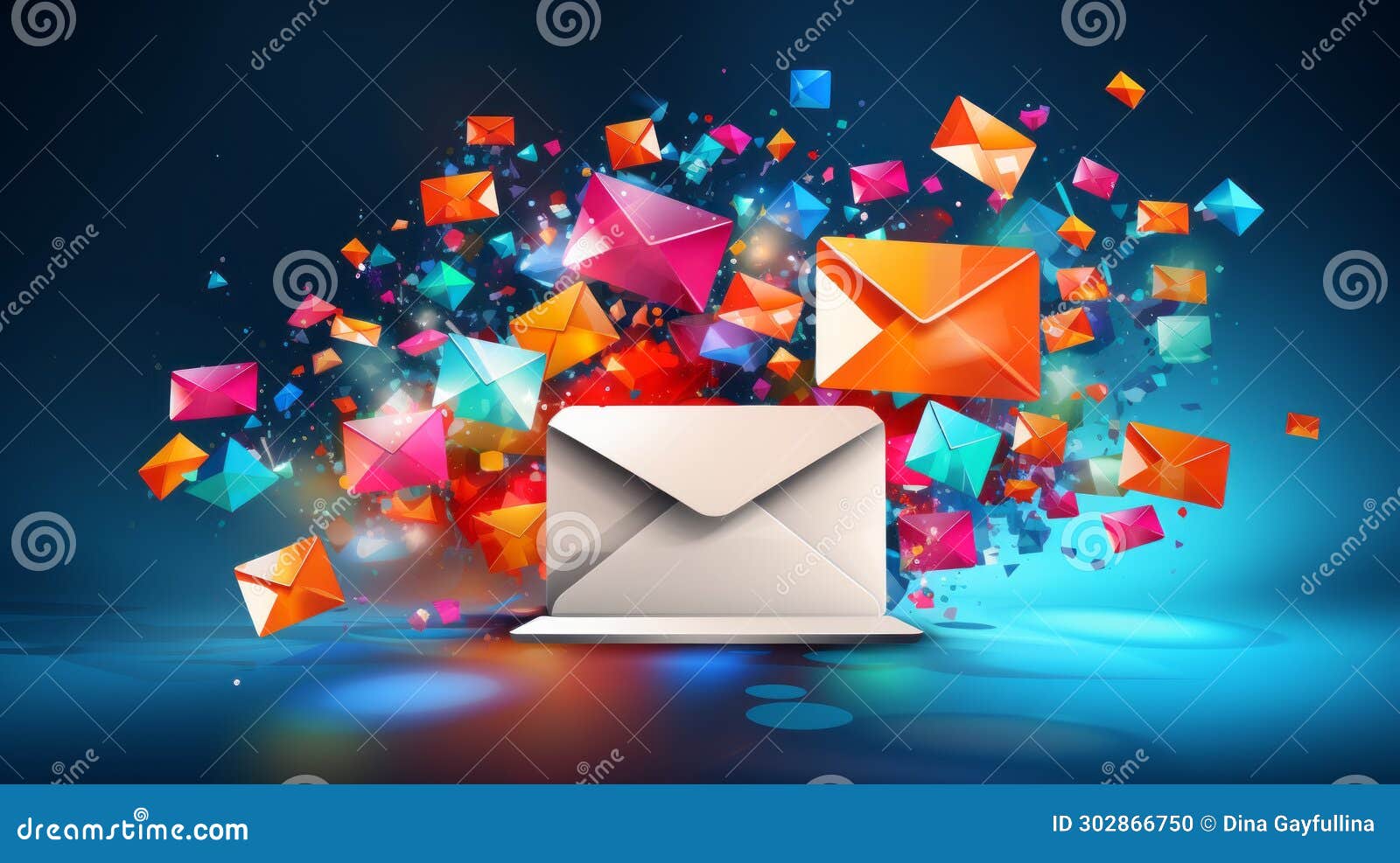 Vibrant Email Explosion Concept on Digital Background Stock ...