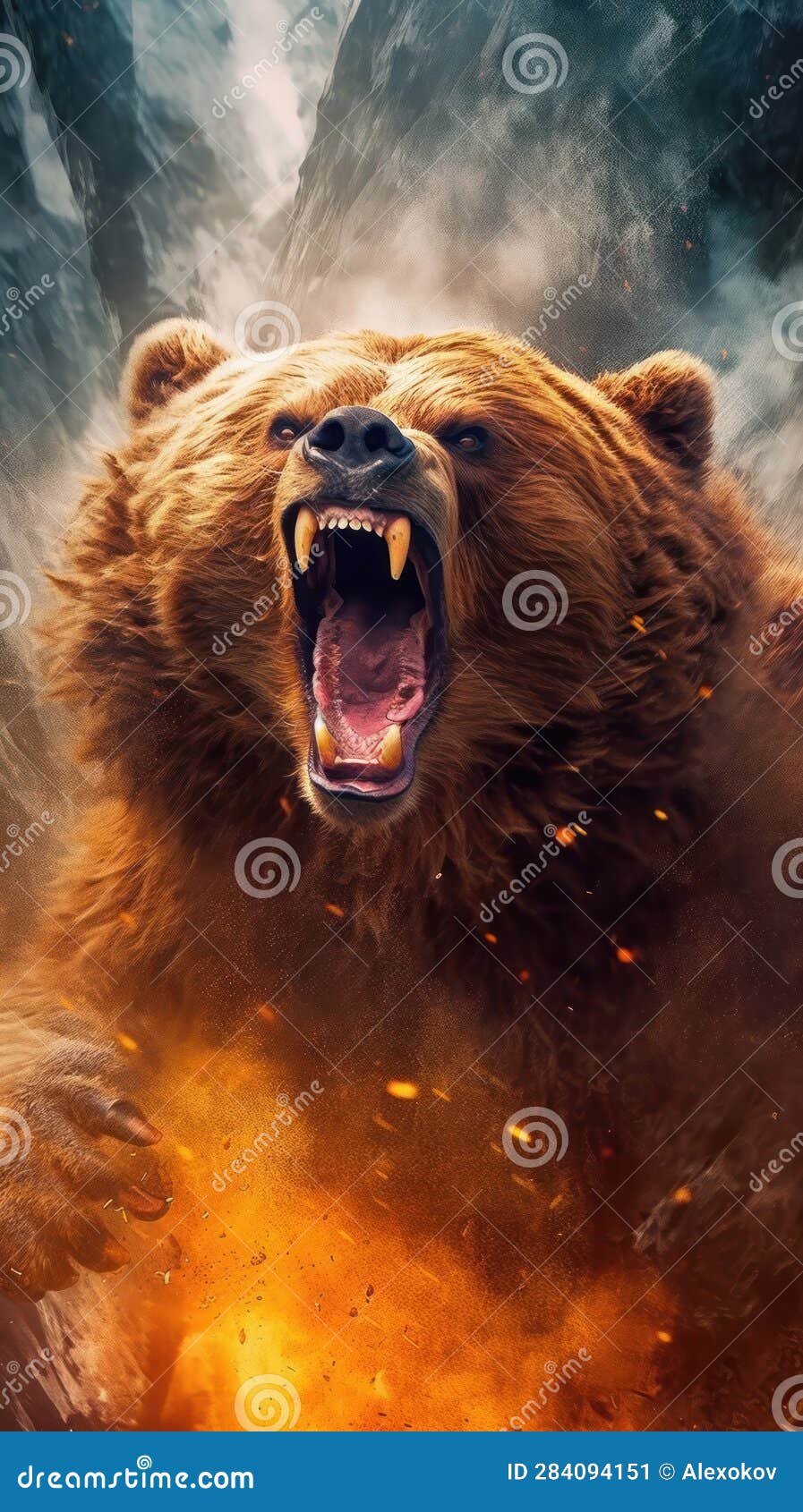 Vibrant and Energetic Bear in Action AI Generated Stock Illustration ...