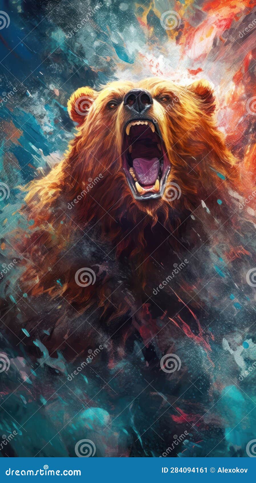 Vibrant and Energetic Bear in Action AI Generated Stock Illustration ...