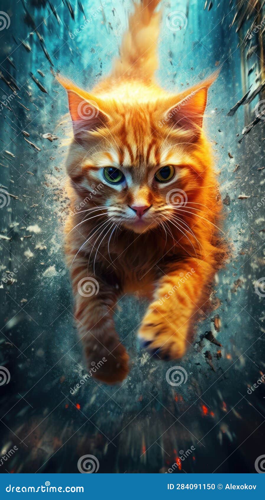 Vibrant and Energetic Cat in Action AI Generated Stock Illustration ...