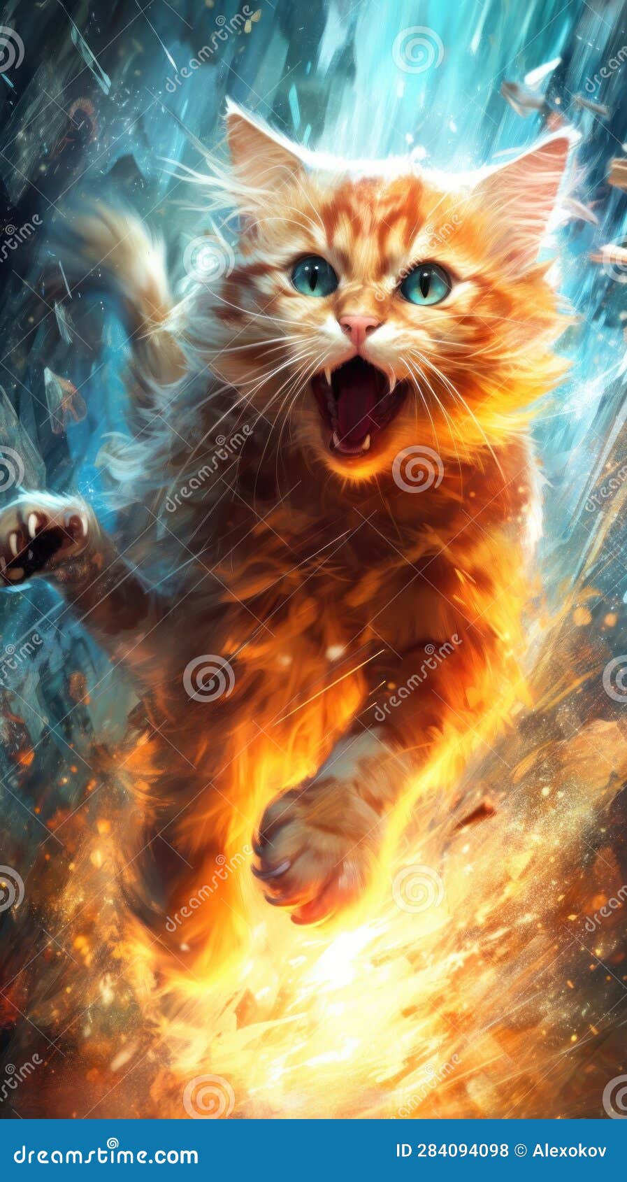 Vibrant and Energetic Cat in Action AI Generated Stock Illustration ...