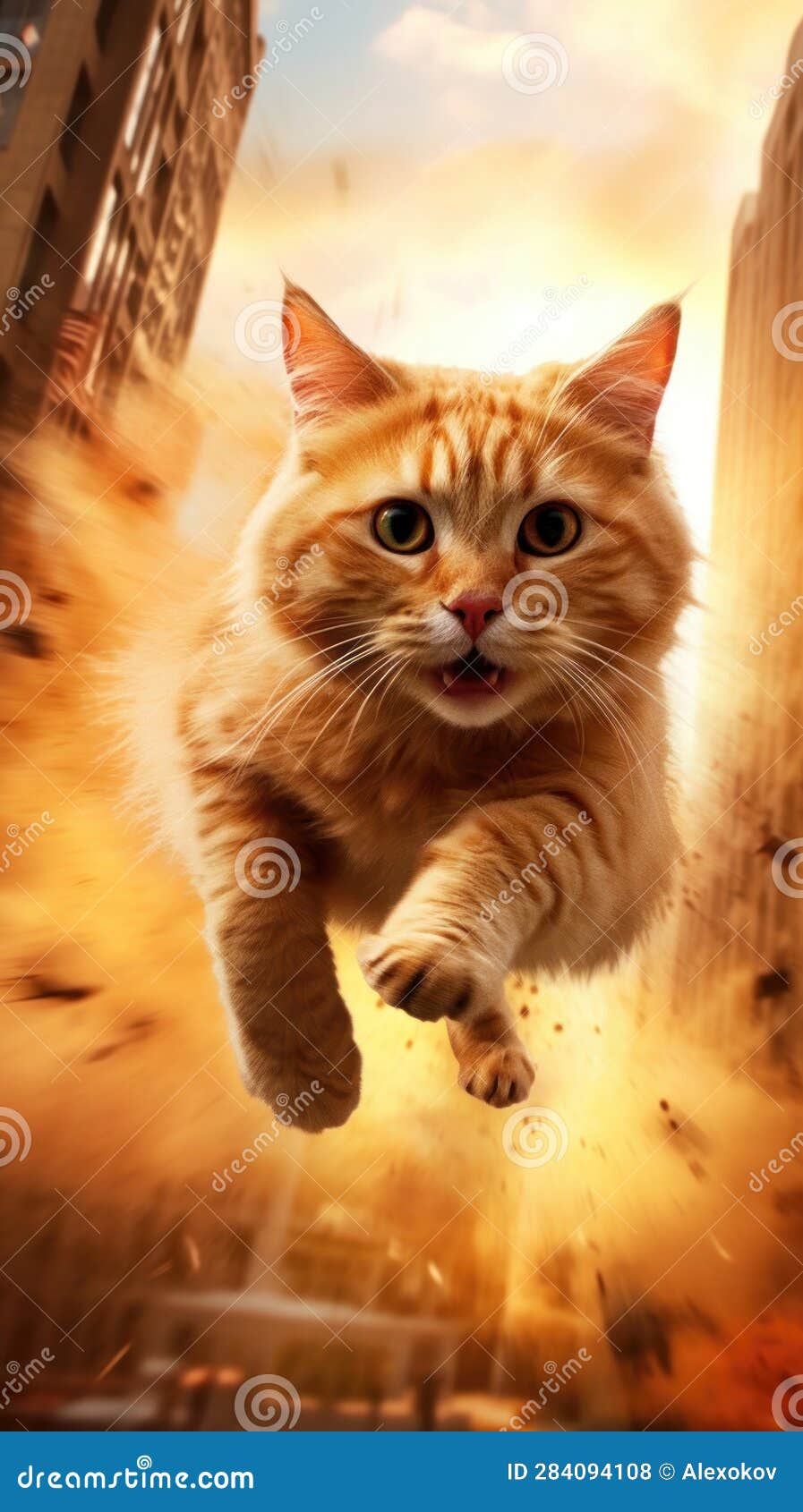 Vibrant and Energetic Cat in Action AI Generated Stock Illustration ...