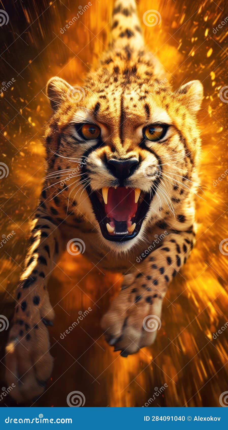 Vibrant and Energetic Cheetah in Action AI Generated Stock Illustration ...