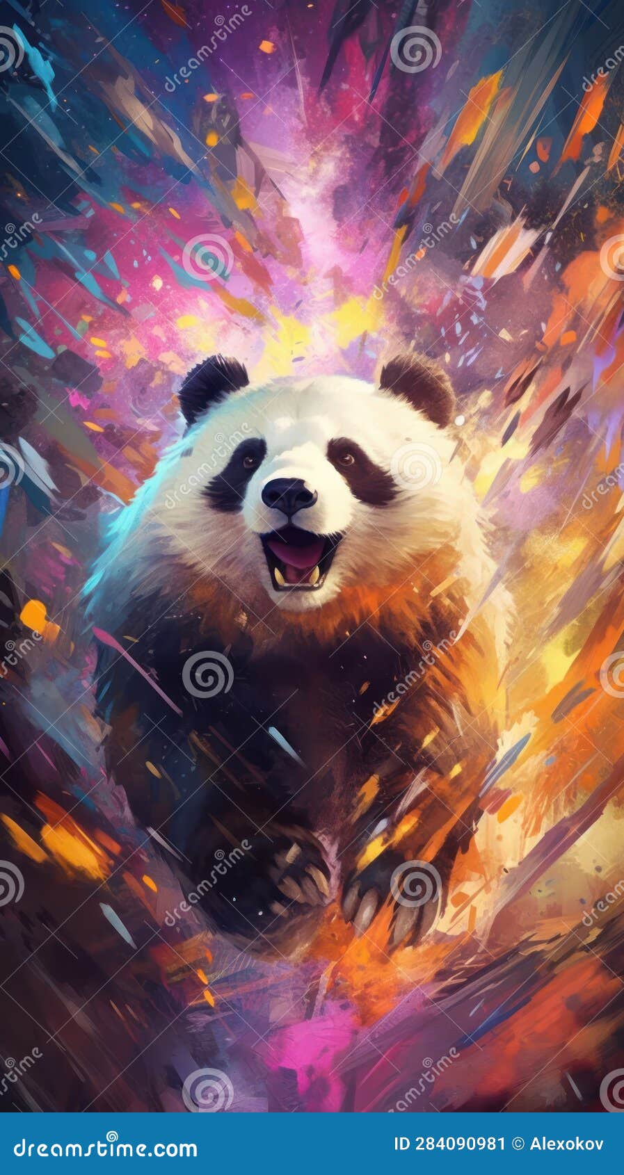 Vibrant and Energetic Panda Cat in Action AI Generated Stock ...