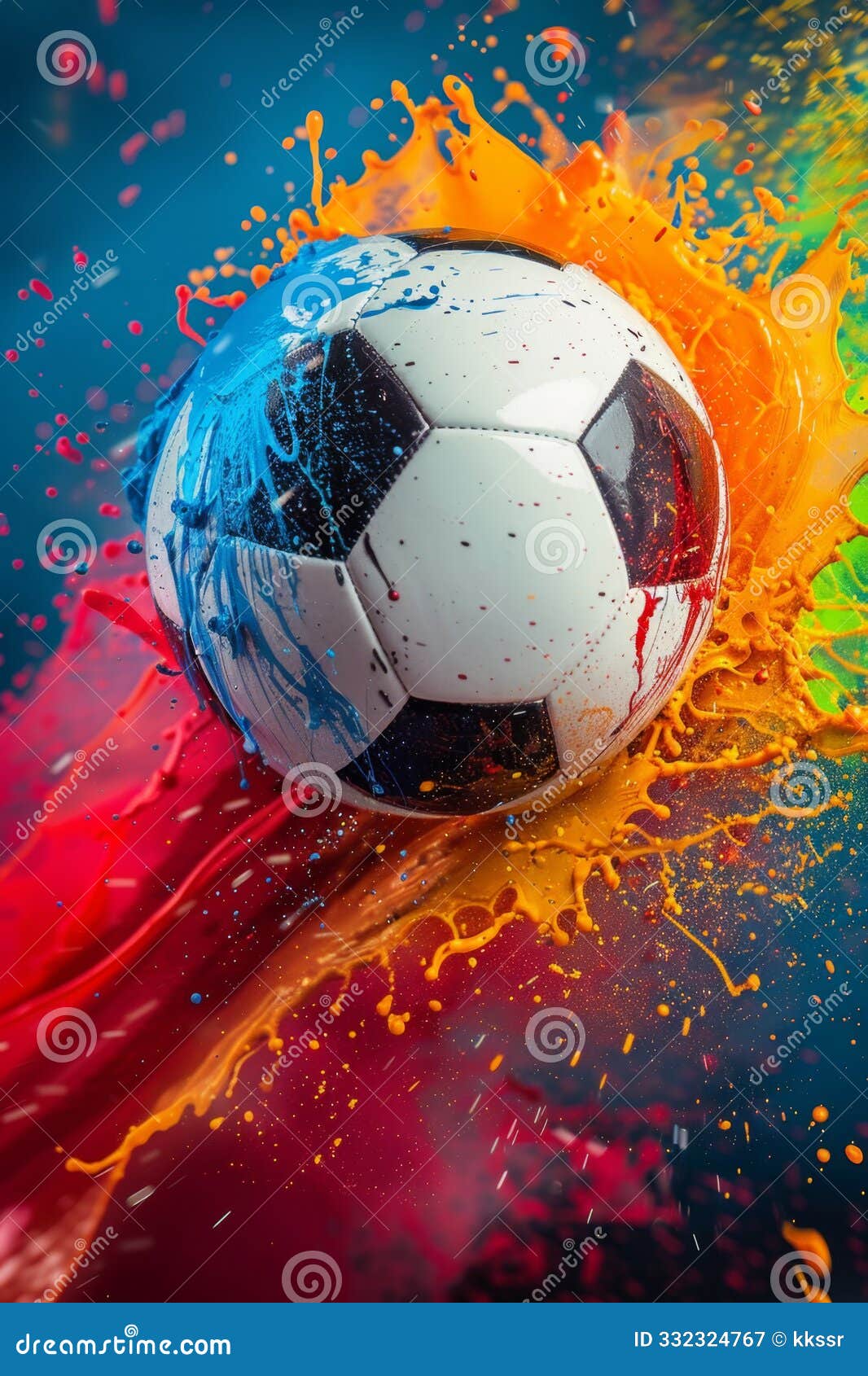 Vibrant and Energetic Soccer Ball with Color Splash Background, Motion ...
