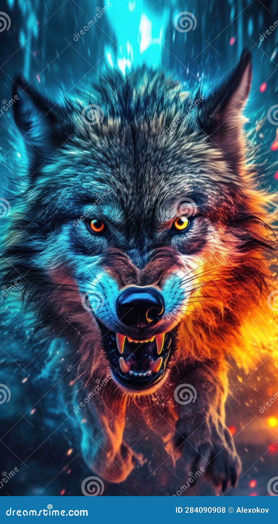 Vibrant and Energetic Wolf in Action AI Generated Stock Illustration ...