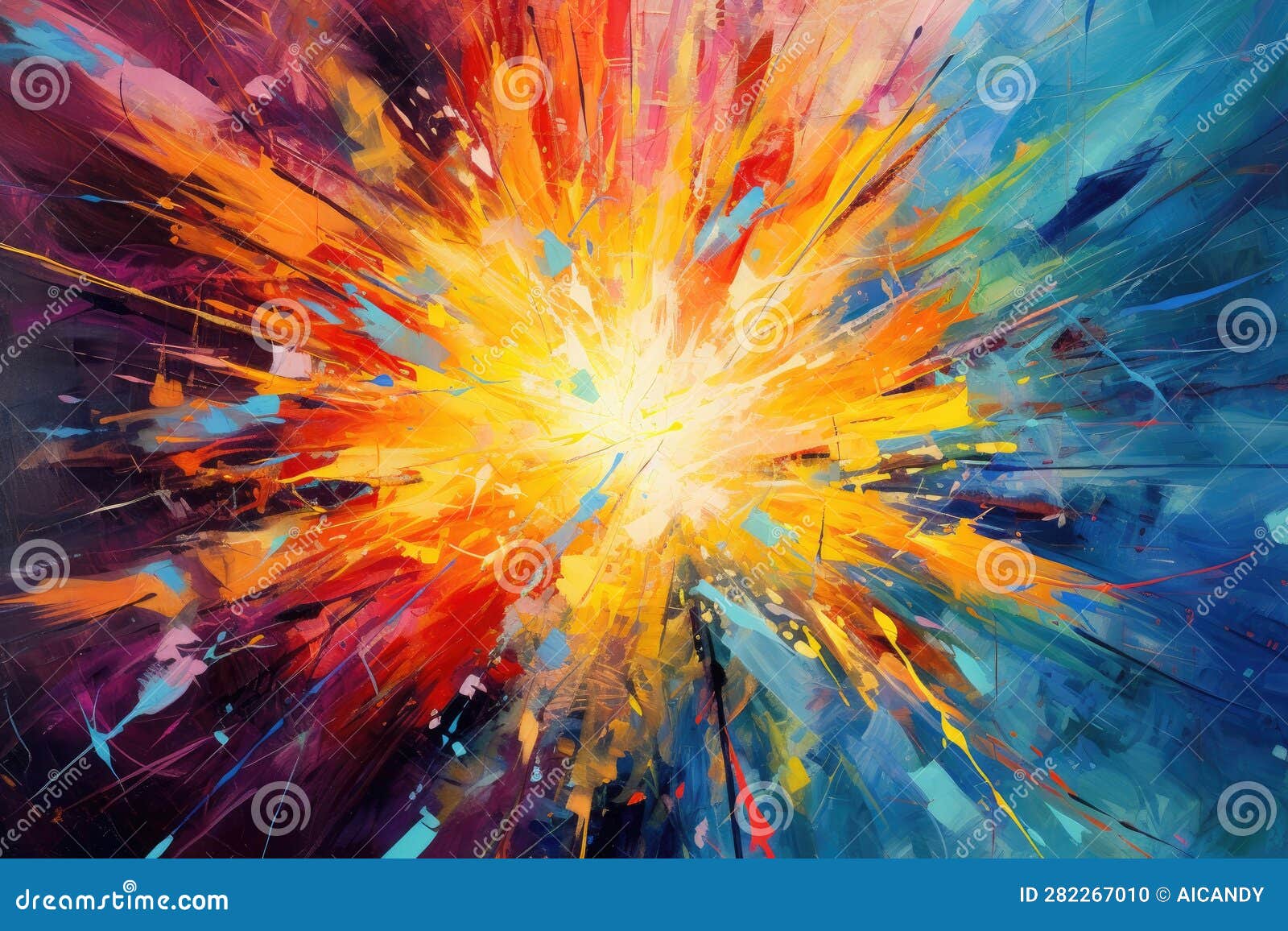 Vibrant Explosion of Abstract Energy Radiating from a Central Point ...