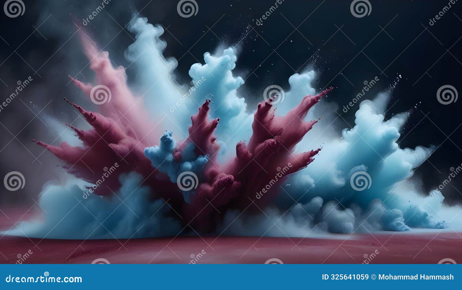 A Vibrant Explosion of Blue and Pink Powder Against a Dark Background ...