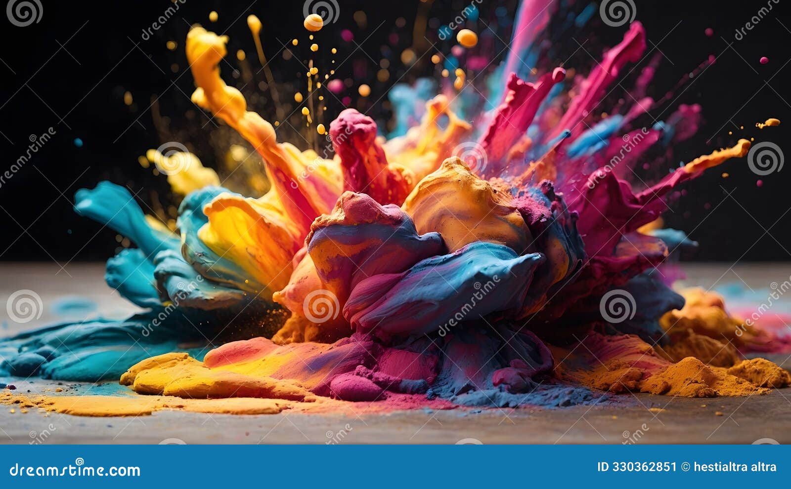 Vibrant Explosion Paint Splatters In Various Colors Against Black ...