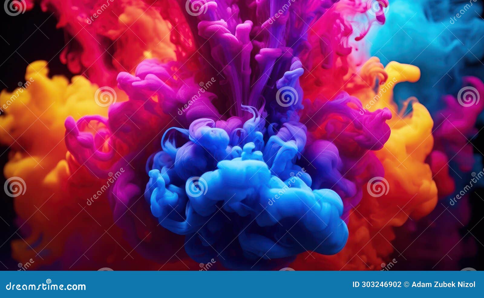 Vibrant Explosion of Colored Ink in Water Stock Illustration ...