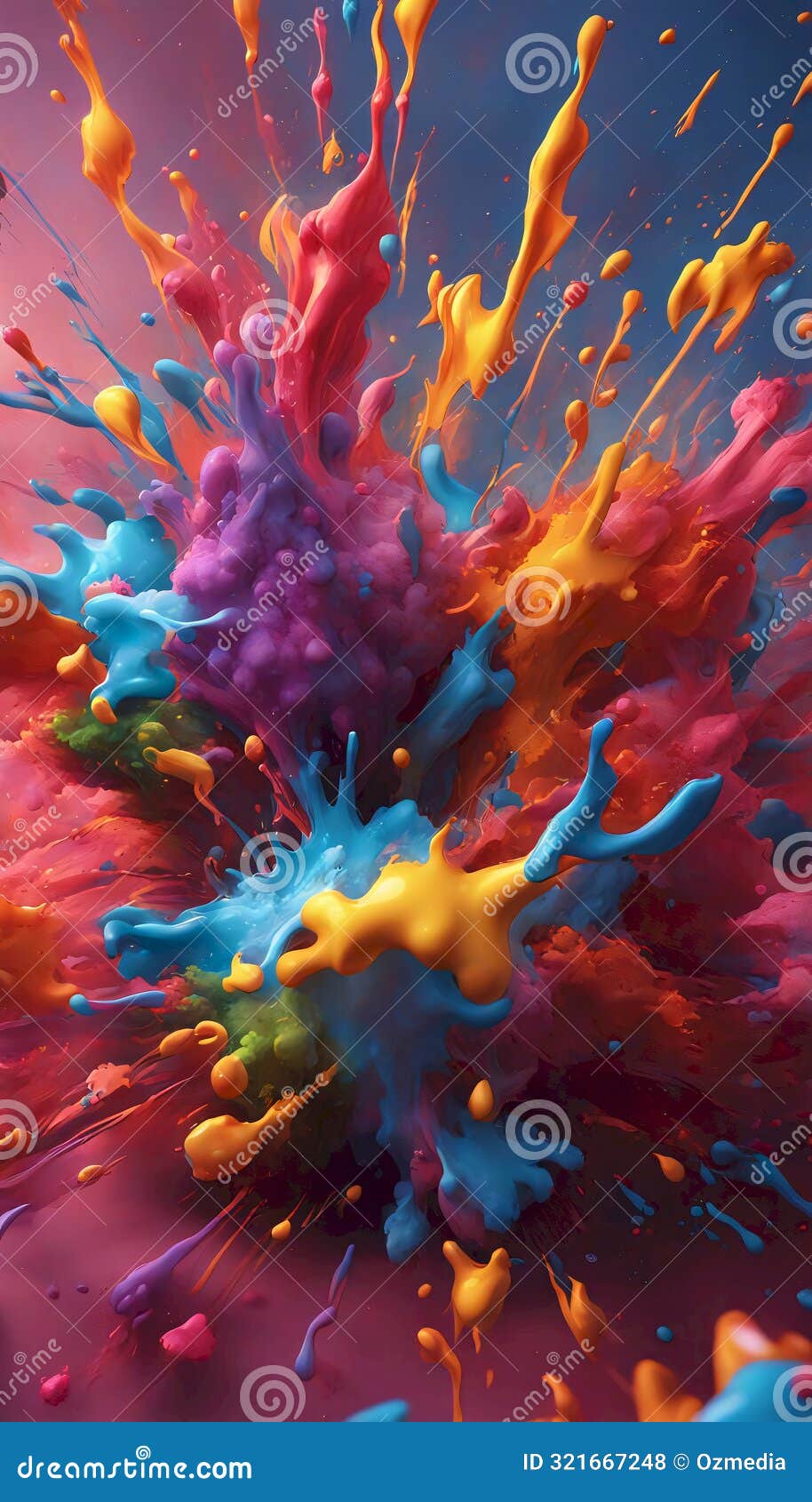 Vibrant Explosion of Colorful Paint Splashes in Mid Air, Creating a ...