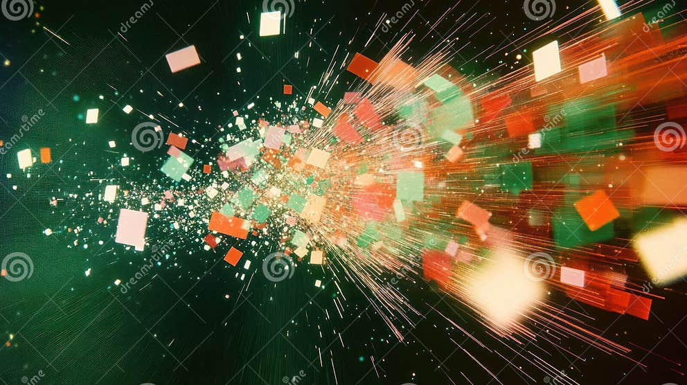 A Vibrant Explosion of Colorful Squares and Particles Creating a ...