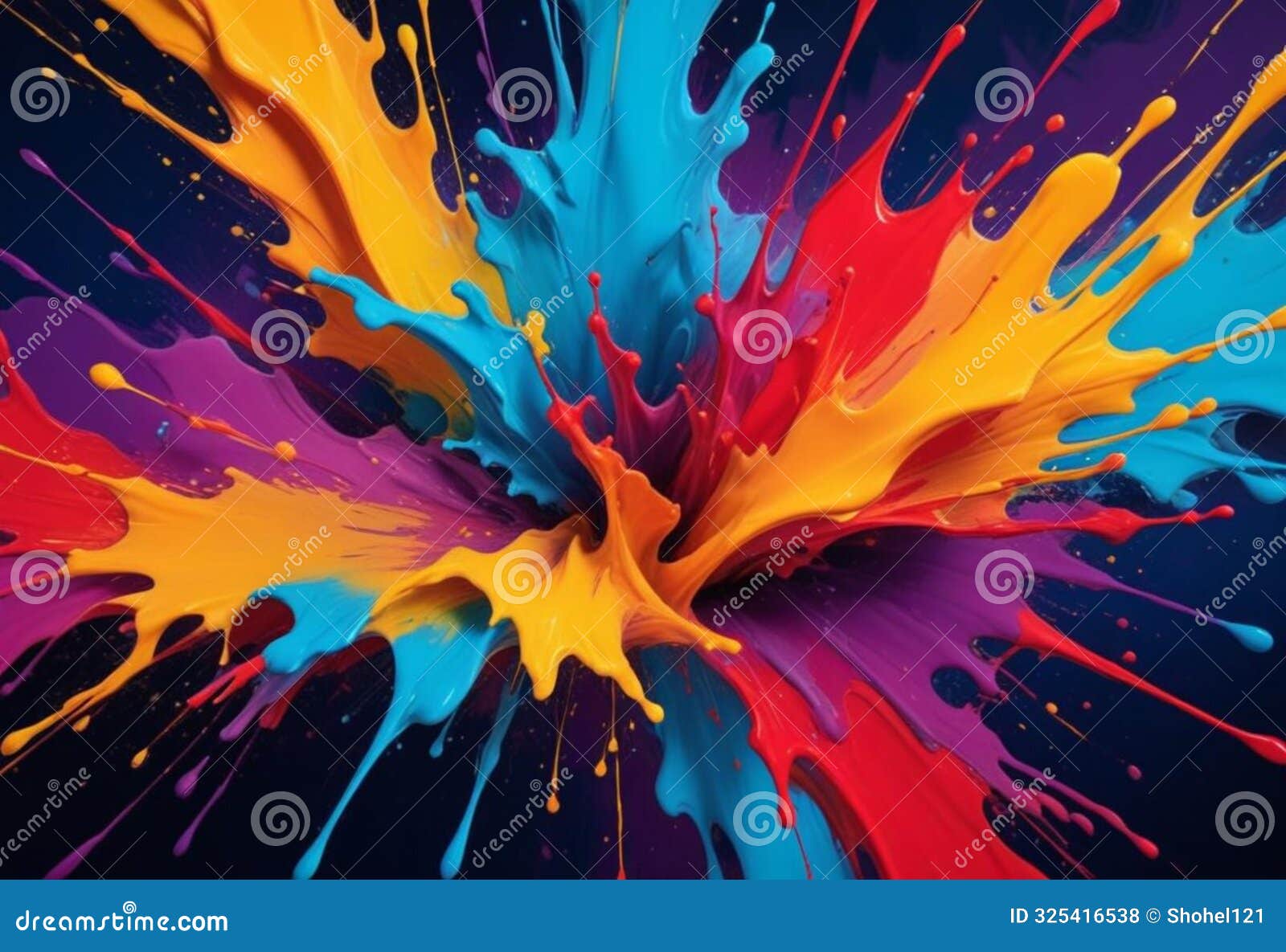 Vibrant Explosion Paint Splatters In Various Colors Against Black ...