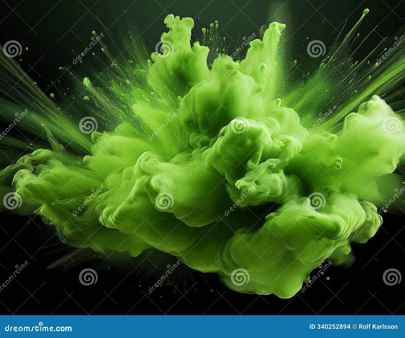 Dramatic Explosion with Green Smoke Contrasting Against a Black ...