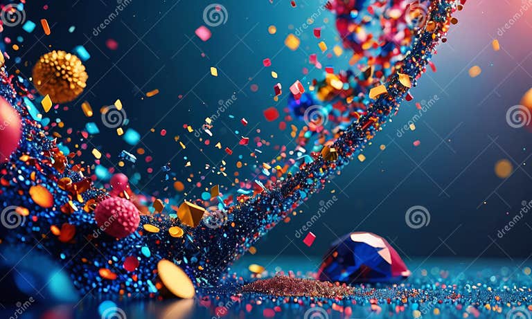 Vibrant Explosion Multicolored Confetti and Glittering Objects Creates ...