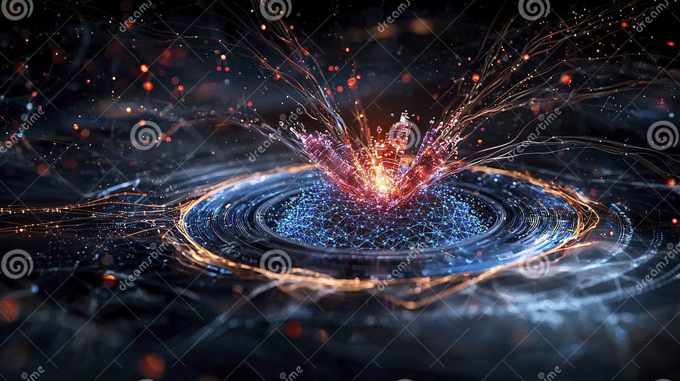 Quantum Algorithm Analysis in Dynamic Visual Burst Digital Environment Abstract Art Futuristic ...