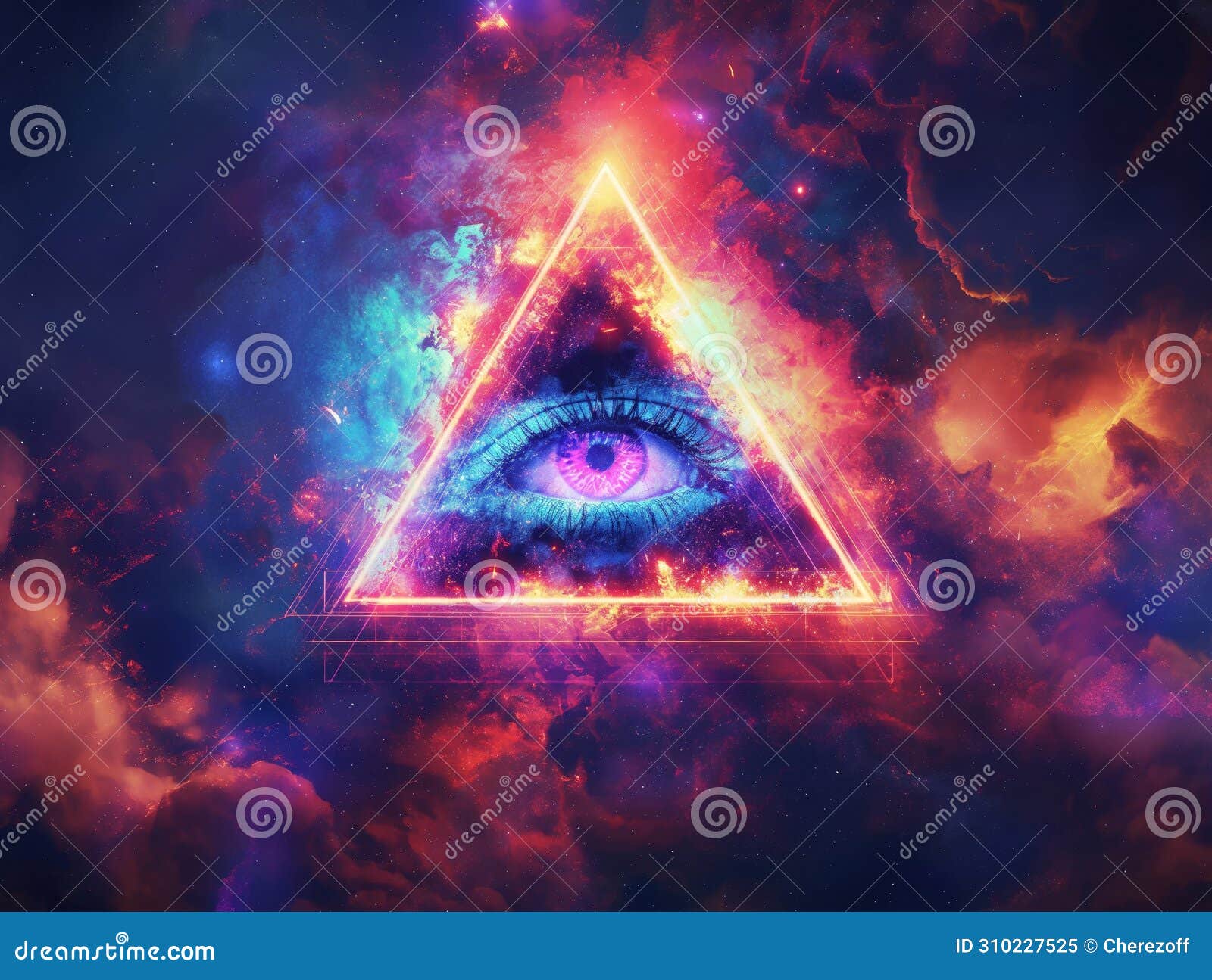 Cosmic Vision in Neon Triangle Stock Image - Image of pink, space ...