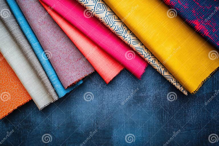 Vibrant Fabric Samples, a Spectrum of Colors and Textures Stock ...