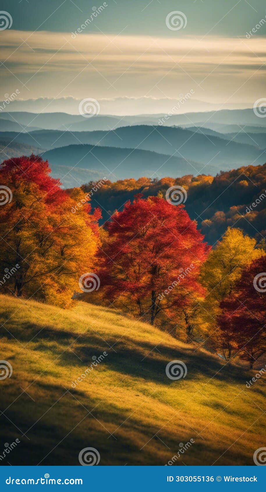 Vibrant Fall Foliage on Top of a Scenic Hillside in the Majestic ...