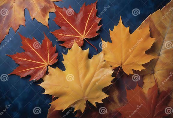 Vibrant Fall Leaves from the Same Maple Tree Stock Illustration ...