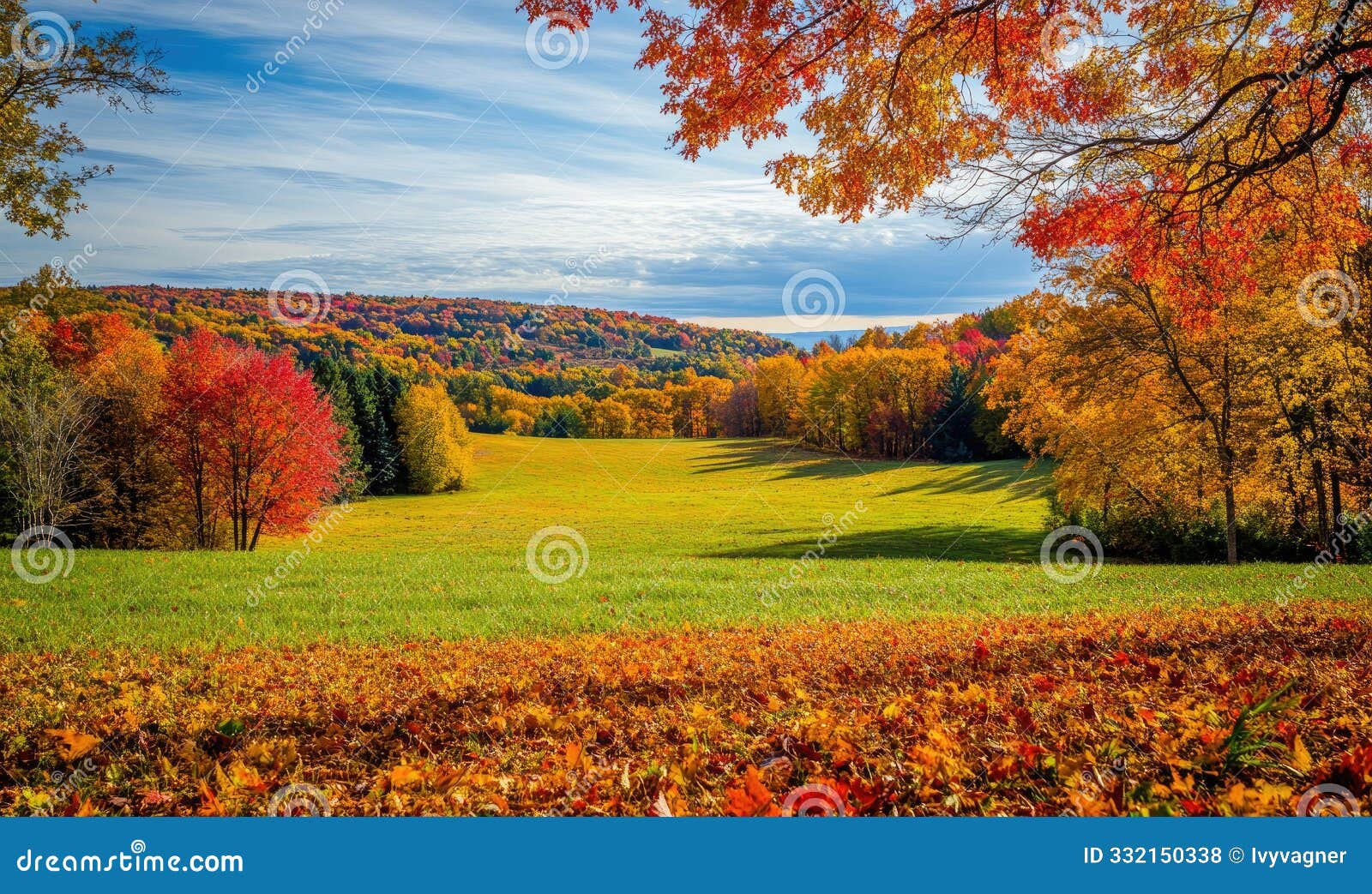 Vibrant Fall Scenery, Rolling Hills, Golden Trees, Distant Mountains ...